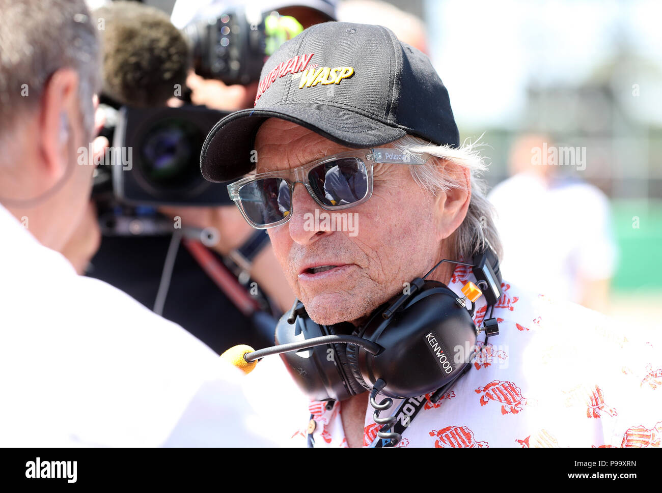 Michael Douglas on the grid before the 2018 British Grand Prix at ...