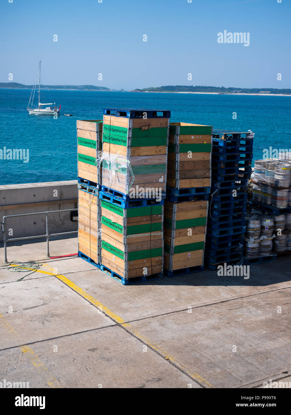Wooden pallets for shipping, Isles of Scilly Stock Photo - Alamy