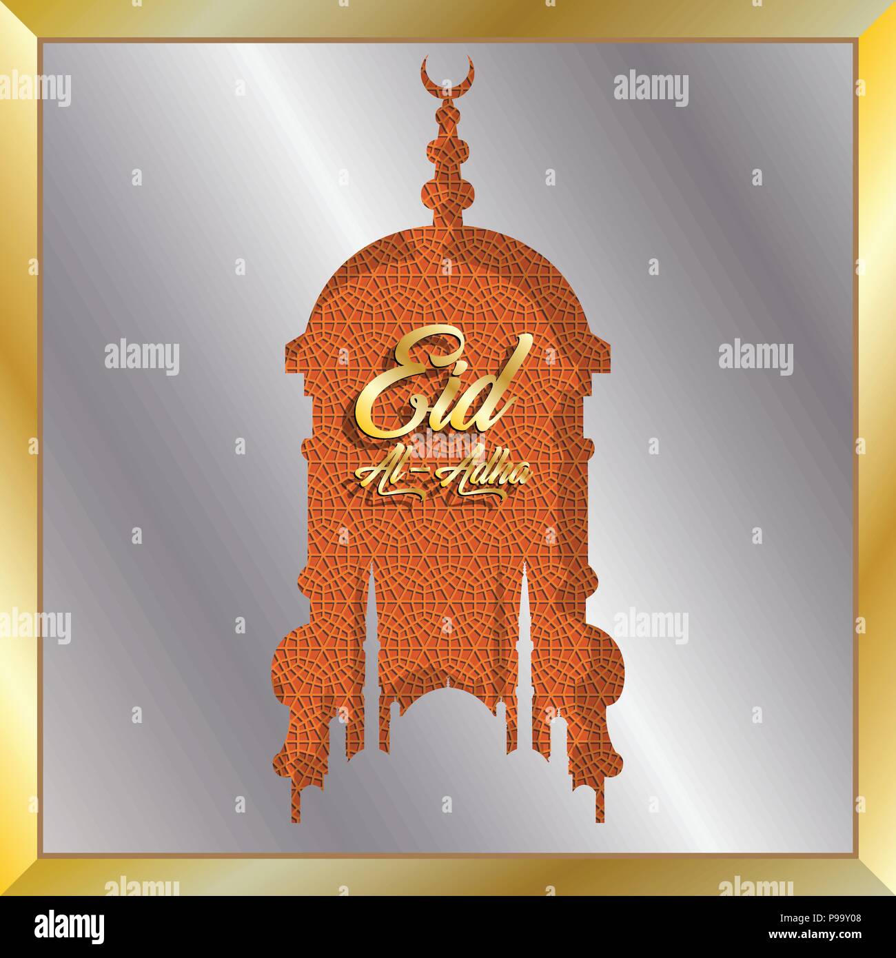 Eid al adha greeting card with mosque dome for muslim holiday. All the ...