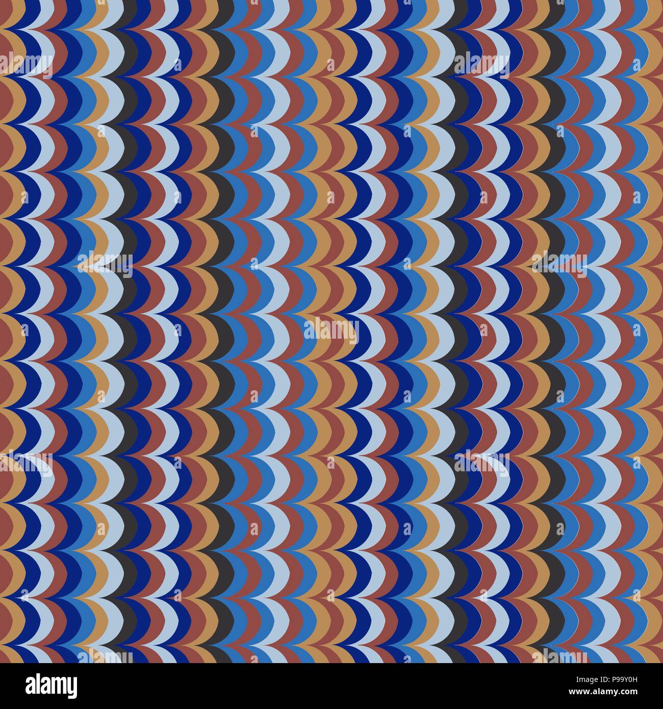 Vector ikat wave feather oriental retro colours seamless pattern Stock ...