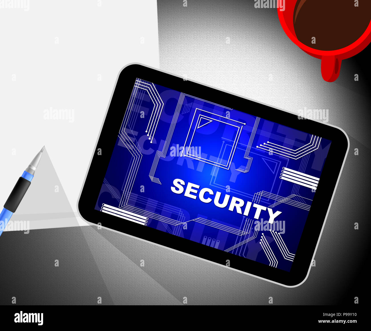 Cybersecurity Technology Hightech Security Guard 2d Illustration Shows ...