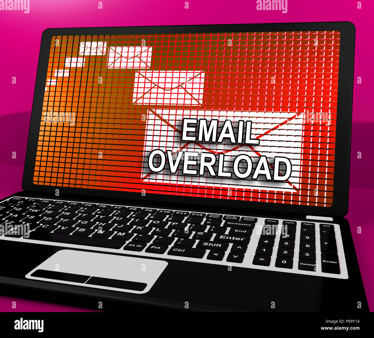 Email Overload Spam Communication Stress 3d Rendering Shows Overwhelmed ...