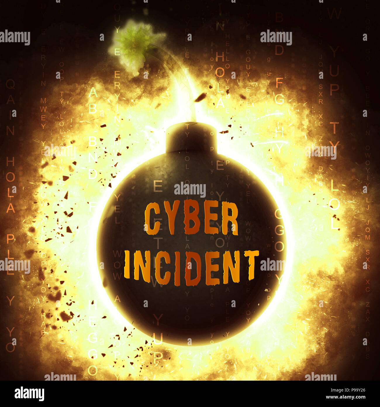 Cyber Incident Data Attack Alert 3d Illustration Shows Hacked Networks ...