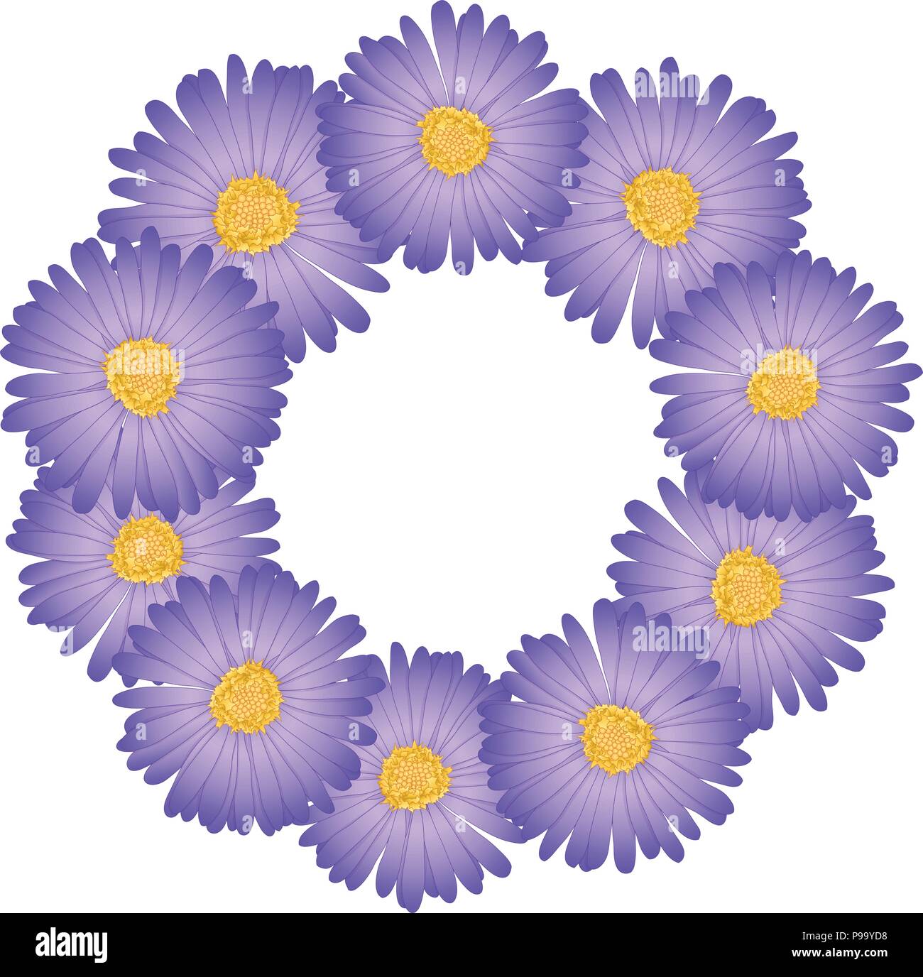 Purple Aster, Daisy Flower Wreath. Vector Illustration Stock Vector ...
