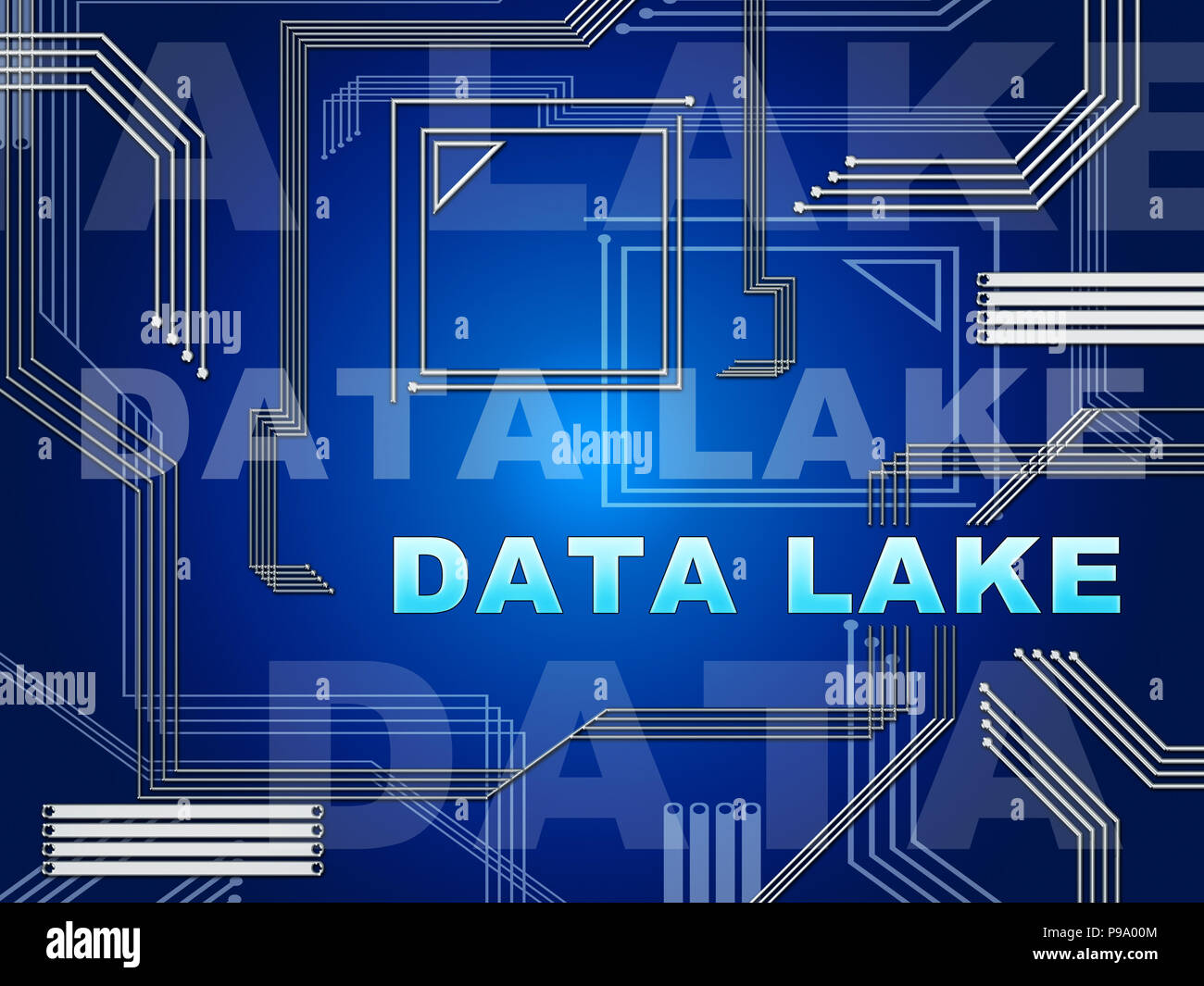 Data Lake Digital Datacenter Cloud 2d Illustration Shows Mainframe ...