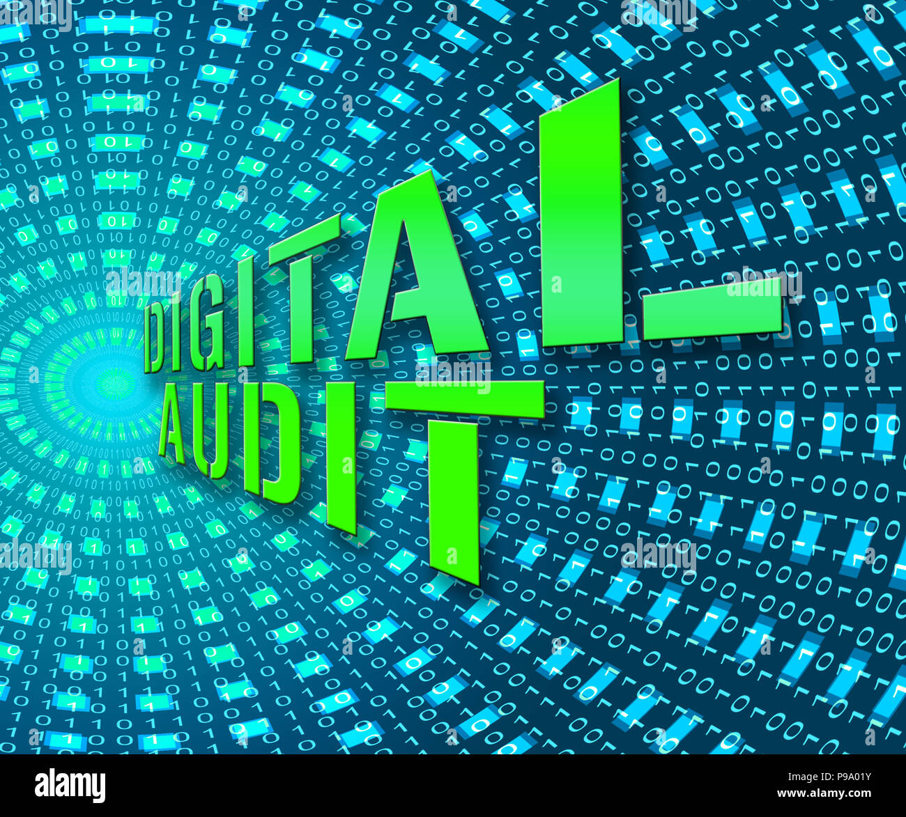 Digital Audit Cyber Network Examination 3d Illustration Shows Analysis By Auditor Of Digital
