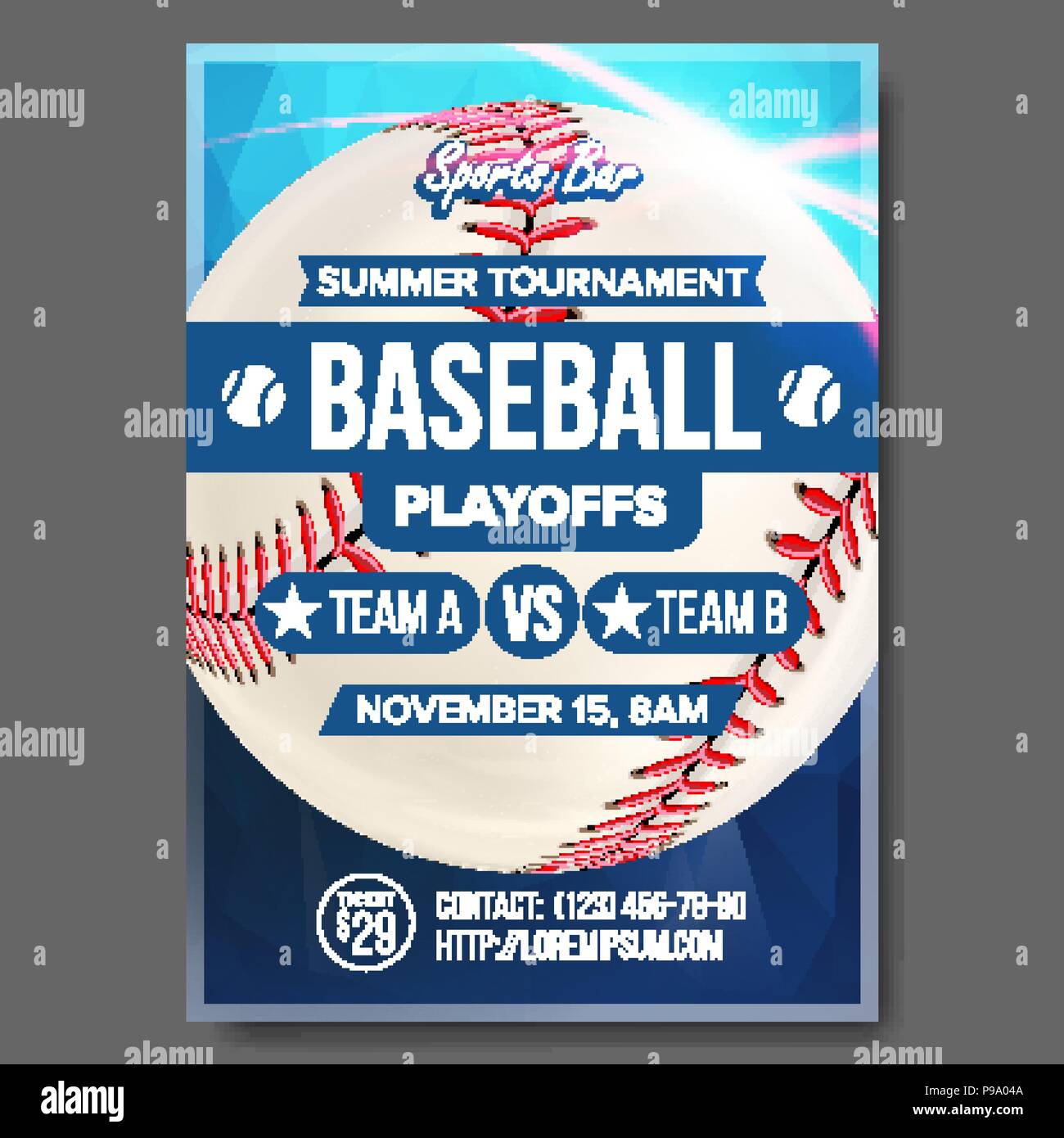 Baseball Poster Vector. Design For Sport Bar Promotion. Baseball Ball ...