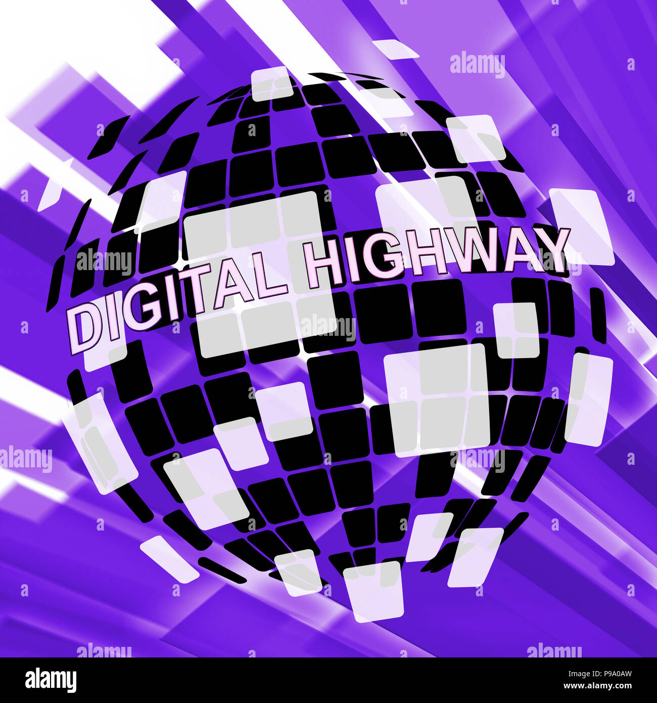 Digital Highway Sign Virtual Roadway 3d Illustration Shows Website ...