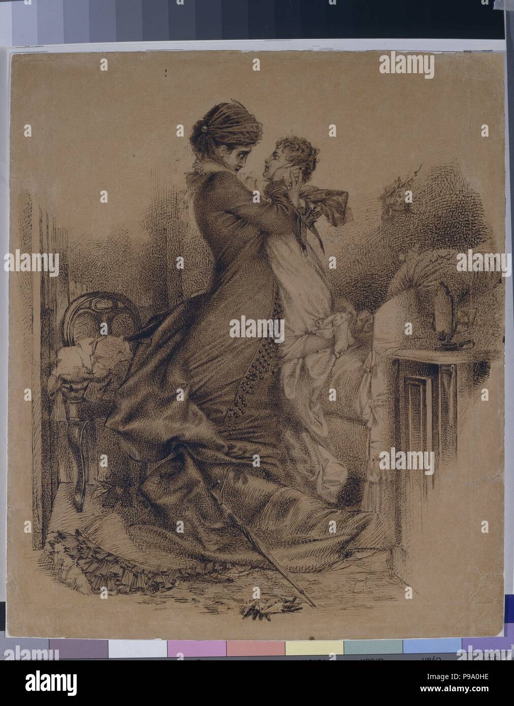 Anna Karenina meets with her son (Illustration for novel Anna Karenina ...