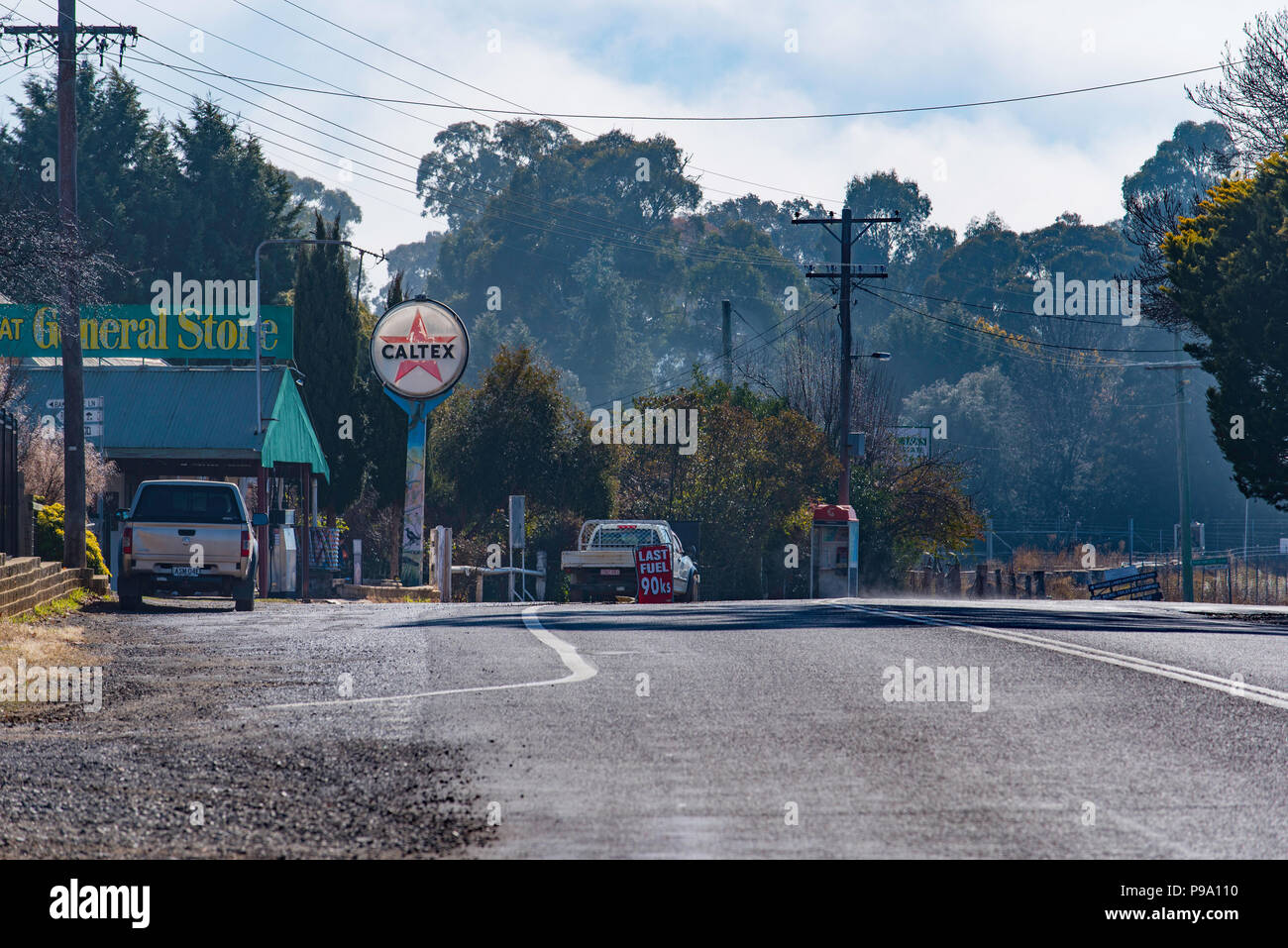 The general store and petrol (gas) station at Wattle Flat in country ...