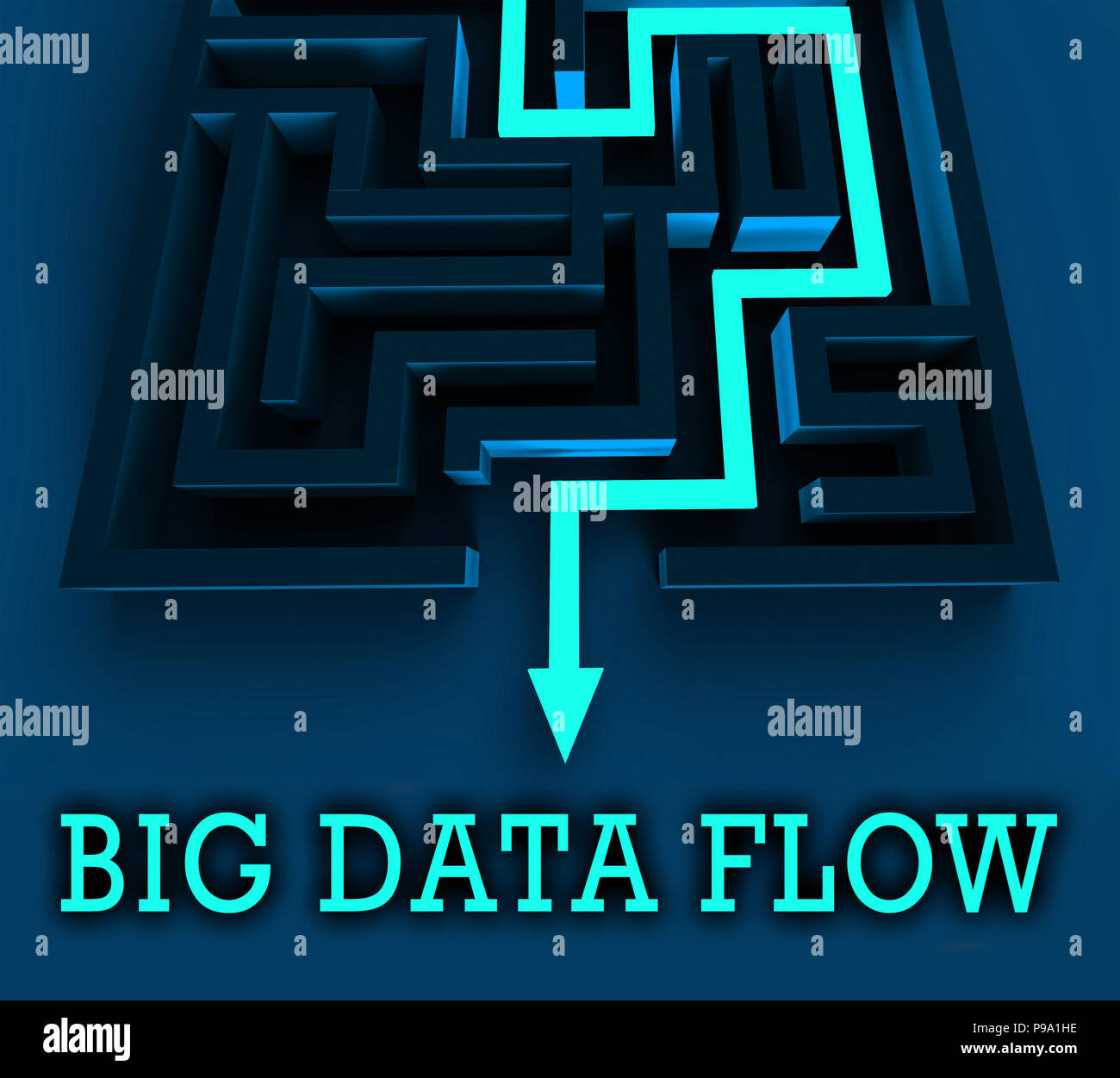 Bigdata Flow Stream Of Big Data 3d Illustration Shows A Fluid ...
