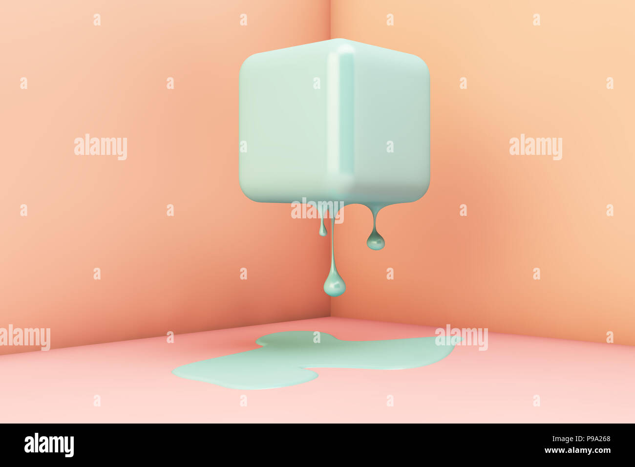 melting cube 3d rendering Stock Photo - Alamy