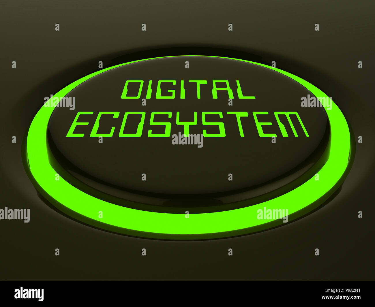 Digital Eco System Data Interaction 3d Rendering Shows Internet ...