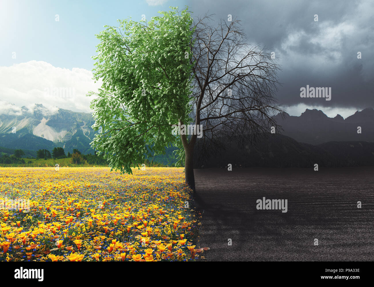 Concept of pollution, environmental protection, 3d render illustration ...