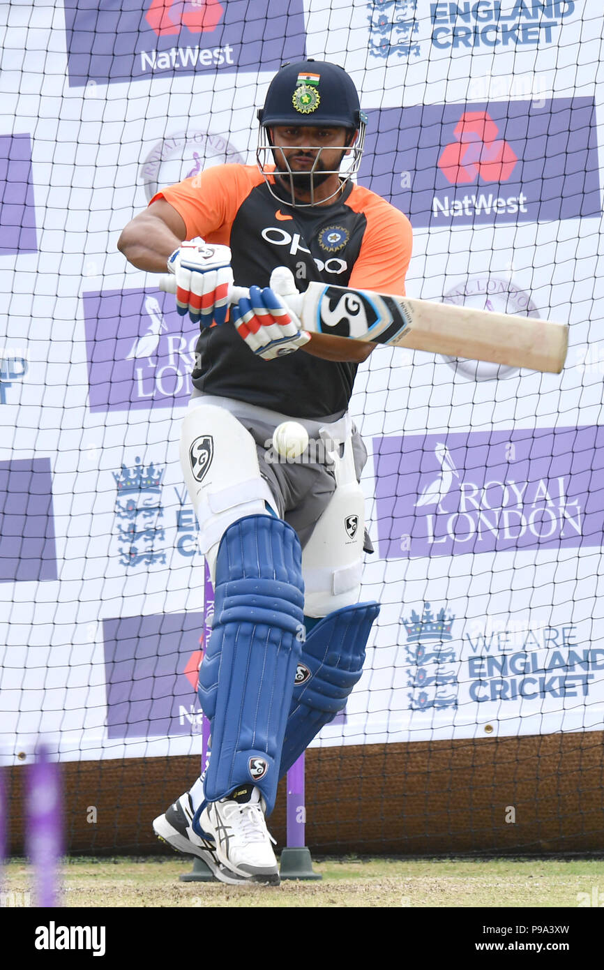 India's Suresh Raina bats during a nets session at Headingley Carnegie ...