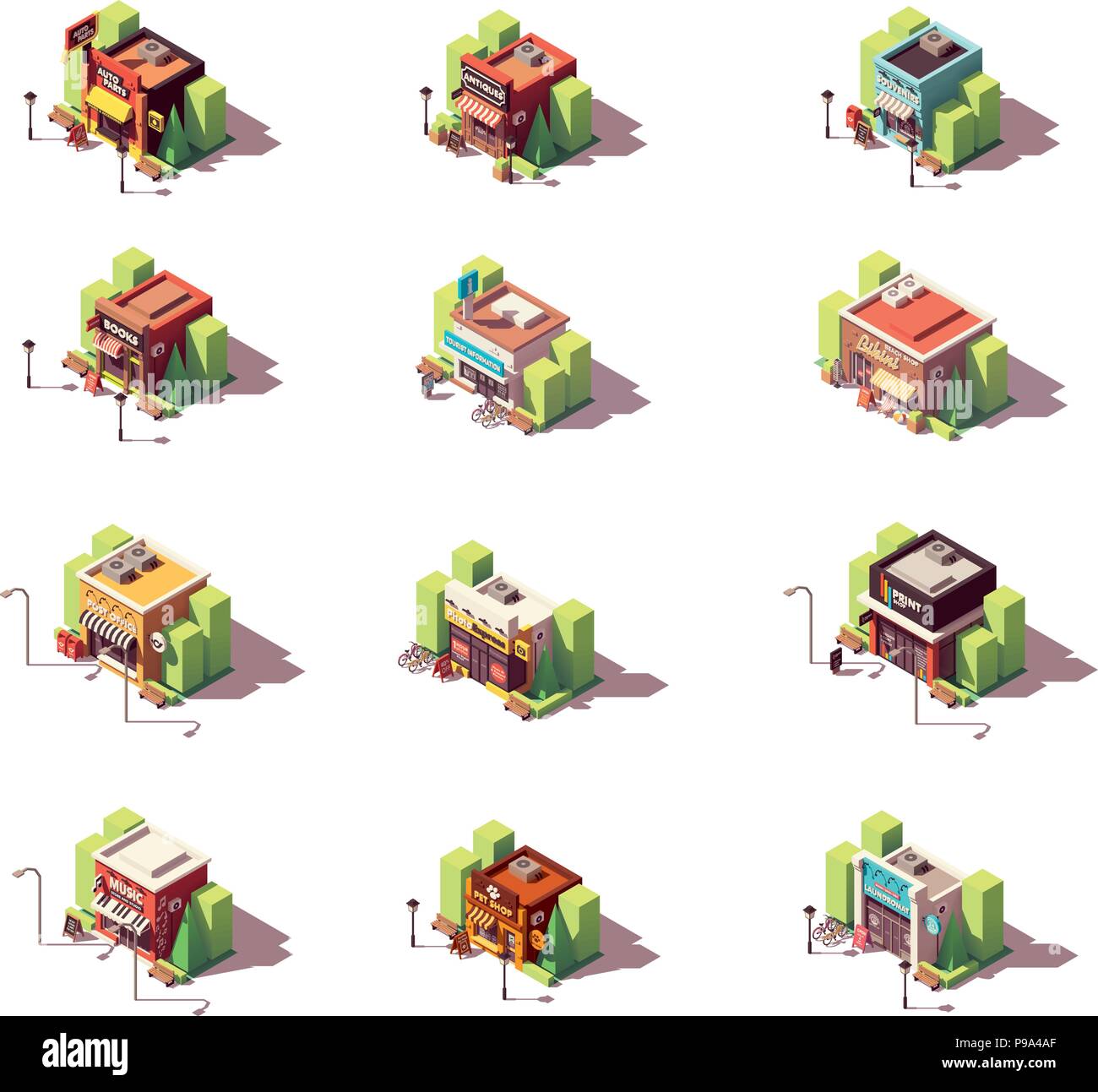 Vector isometric shops icon set Stock Vector Image & Art - Alamy