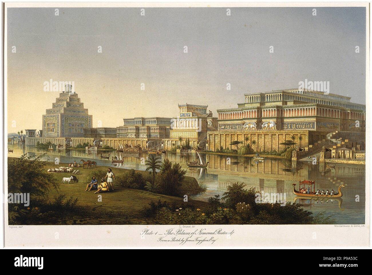 The Palaces of Nimrud Restored (From "Discoveries in the Ruins of ...