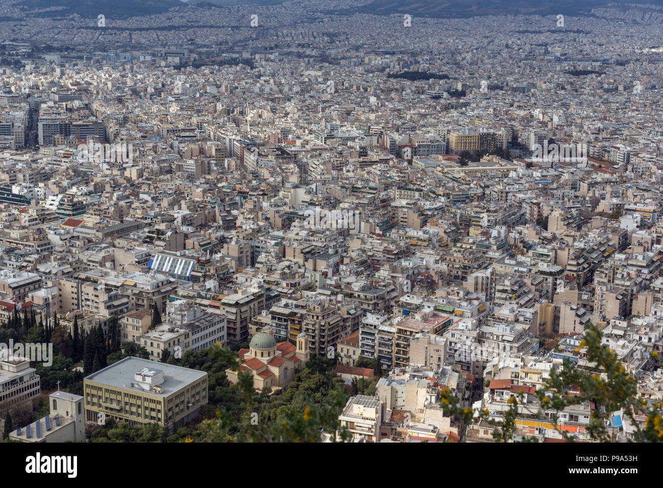 Amazing Panorama of the city of Athens from Lycabettus hill, Attica ...
