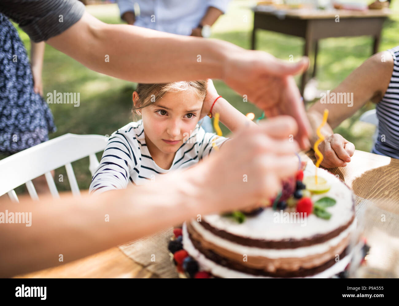 Family celebration or a garden party outside in the backyard Stock ...