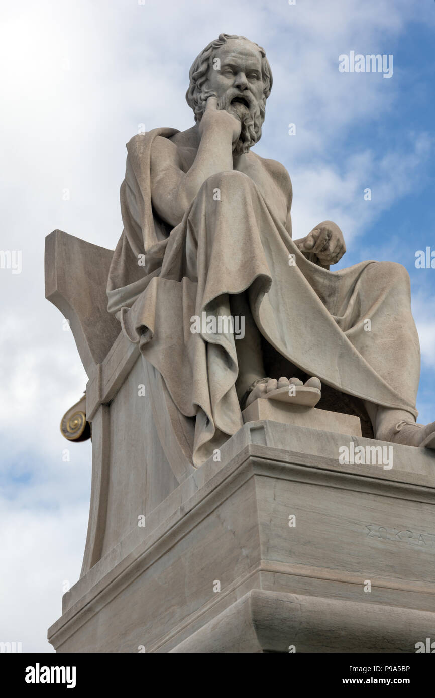 Socrates statue in front of Academy of Athens, Attica, Greece Stock ...