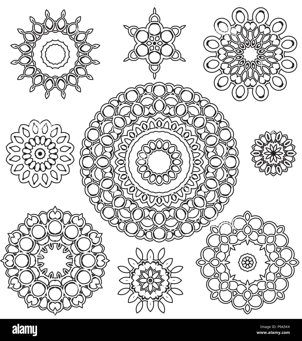 Vector Set Floral ornament pattern various shapes Stock Vector Image ...