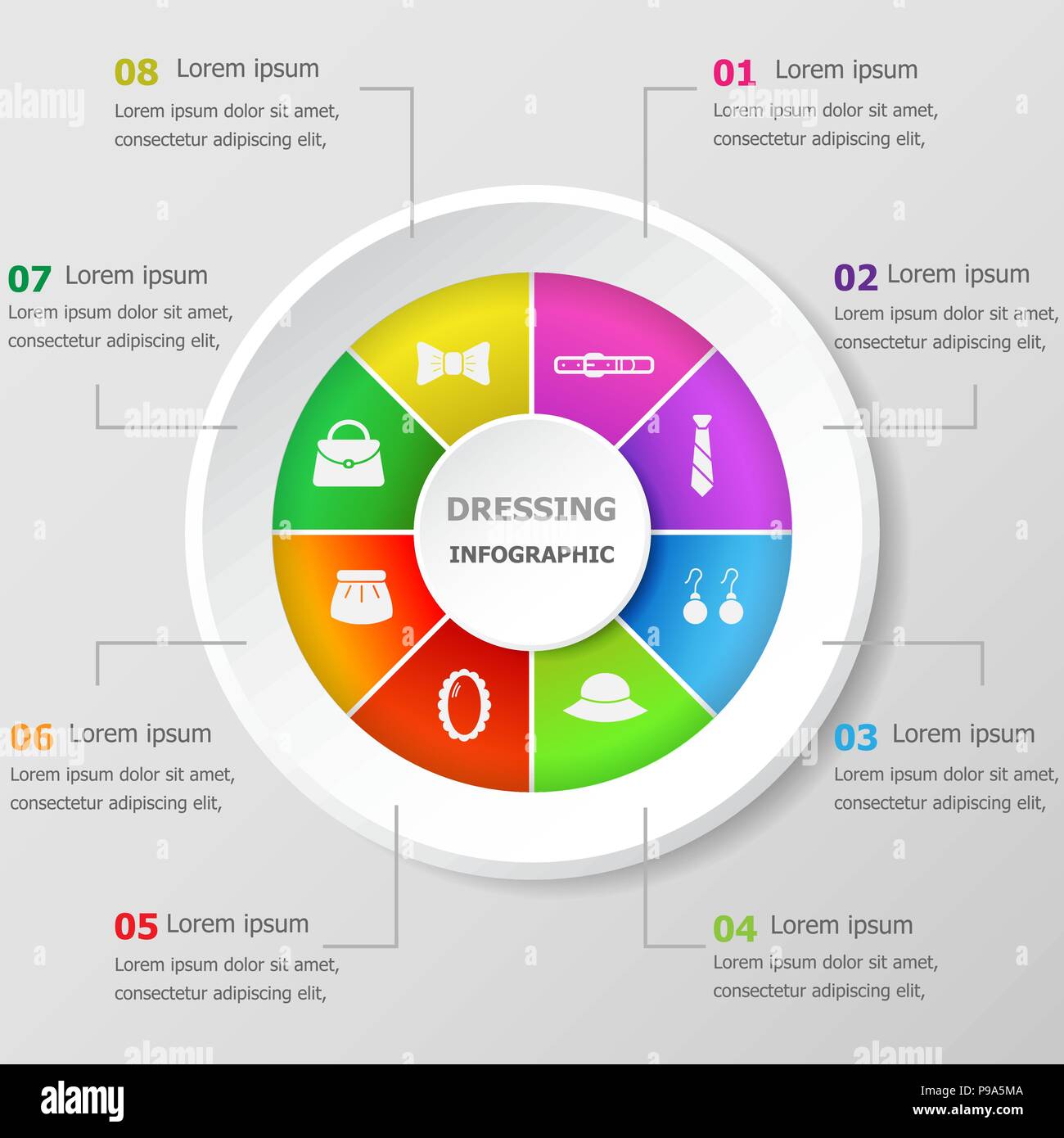 Infographic design template with dressing icons, stock vector Stock ...
