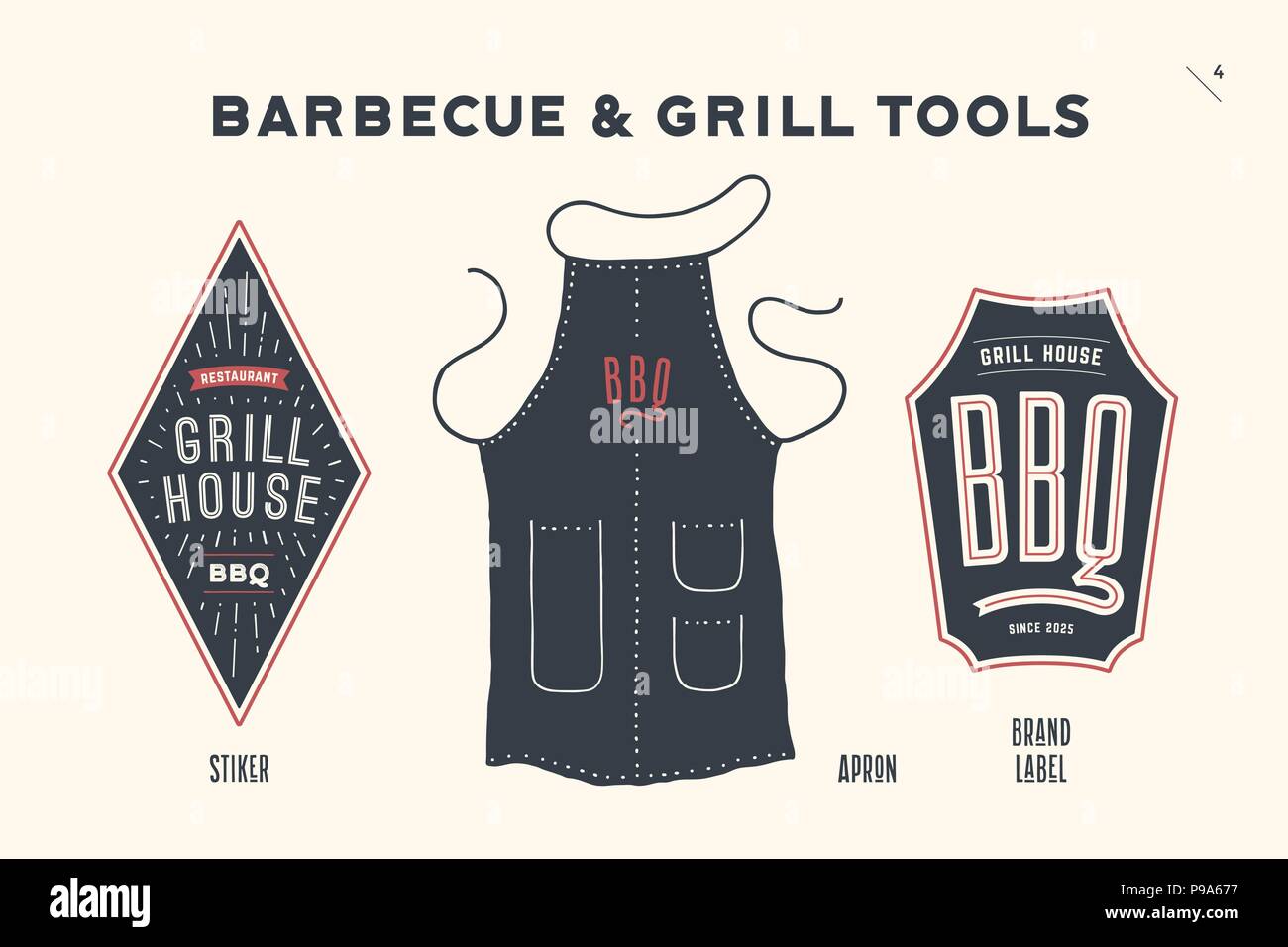 Grill bbq preparation meat Stock Vector Images - Alamy