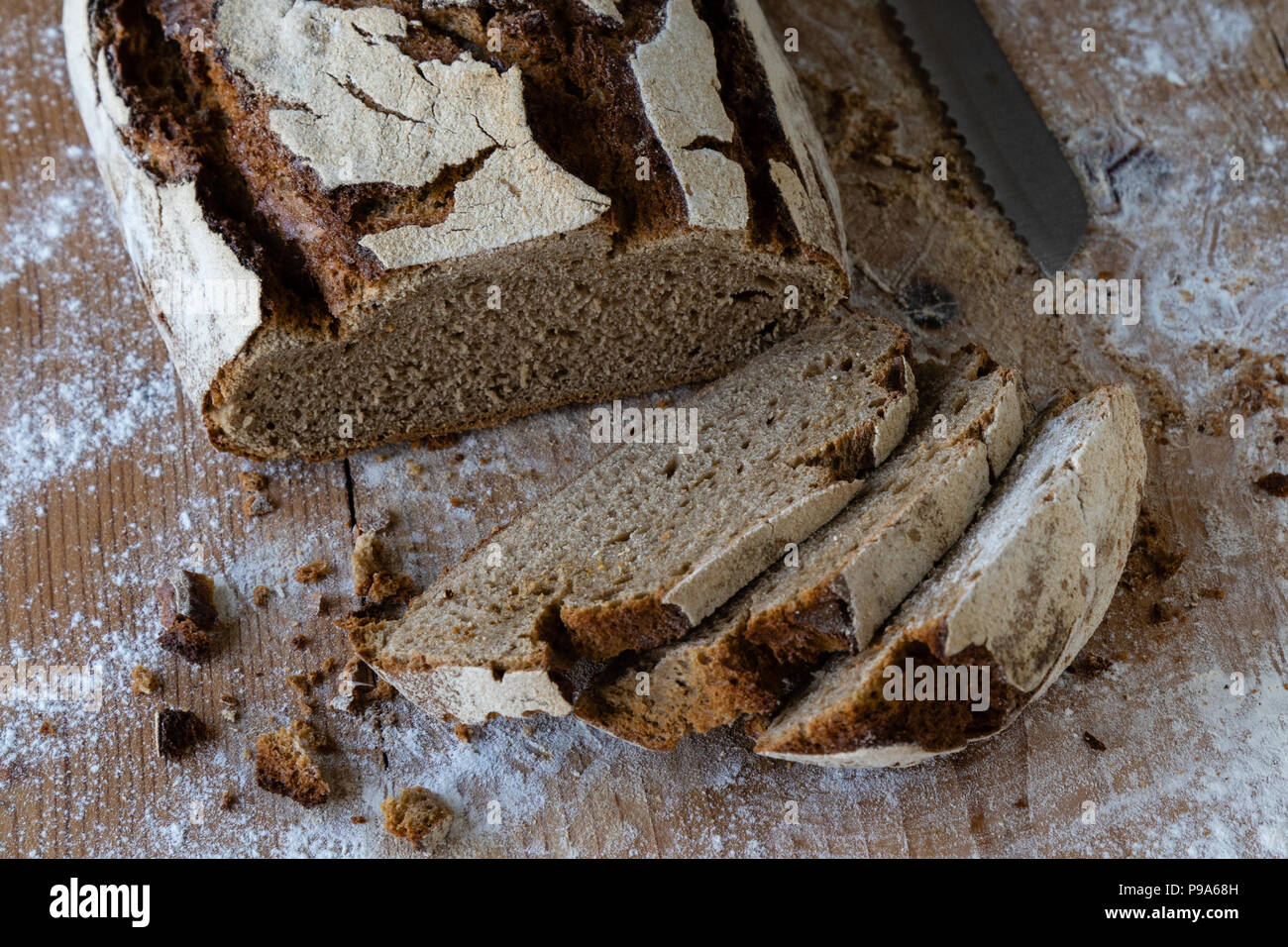 artisan healthy organic traditional cracked sourdough rye bread Stock ...