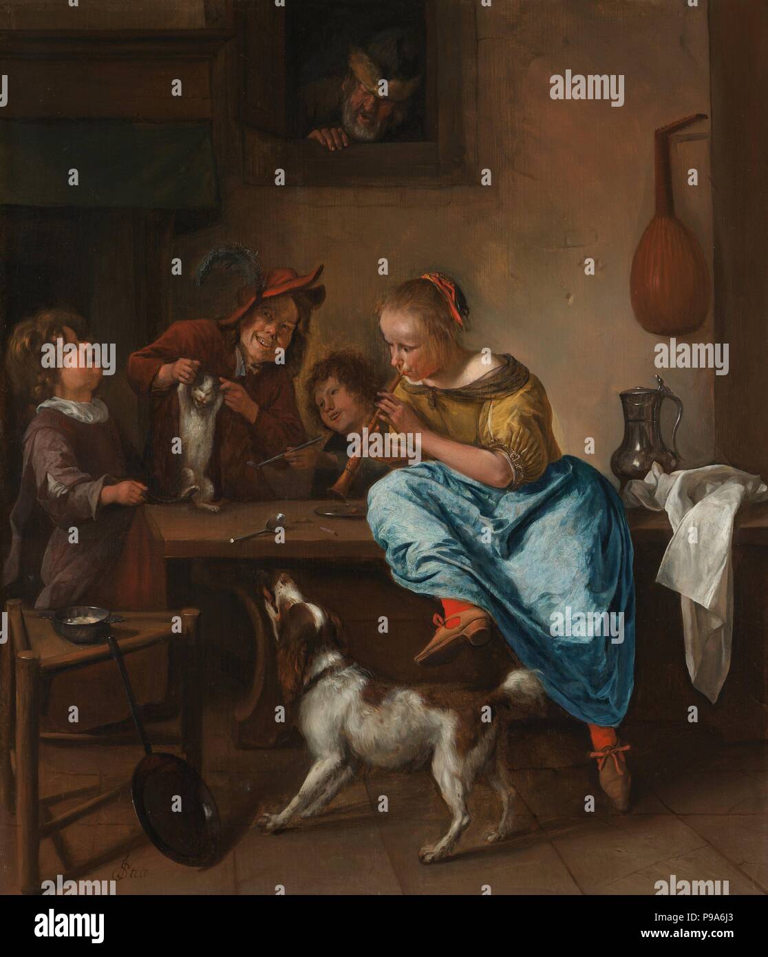 Children teaching a Cat to dance (The Dancing Lesson). Museum ...