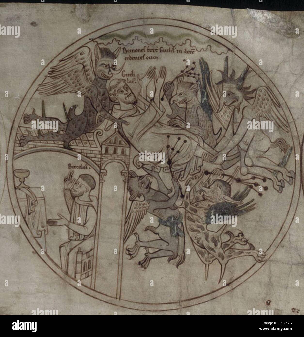 Demons attack Guthlac (Manuscript The life of Saint Guthlac). Museum ...