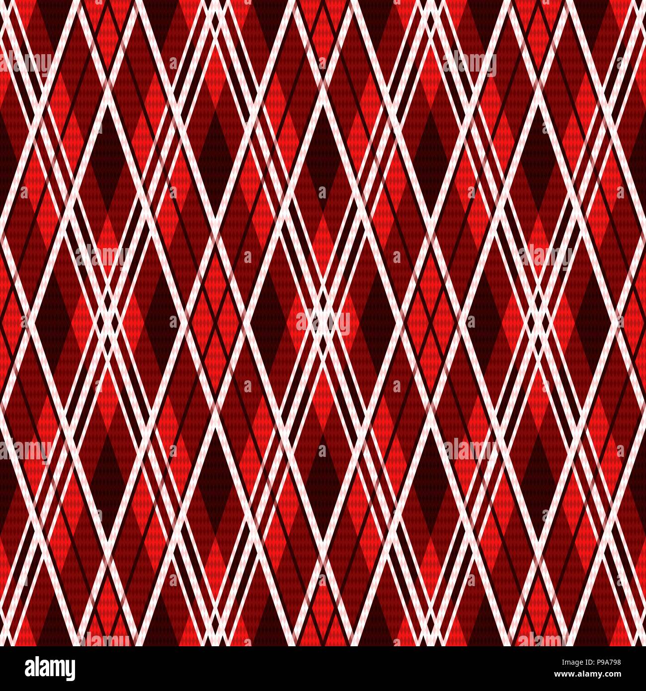 Seamless rhombic pattern in red and white hues, vector as a fabric ...