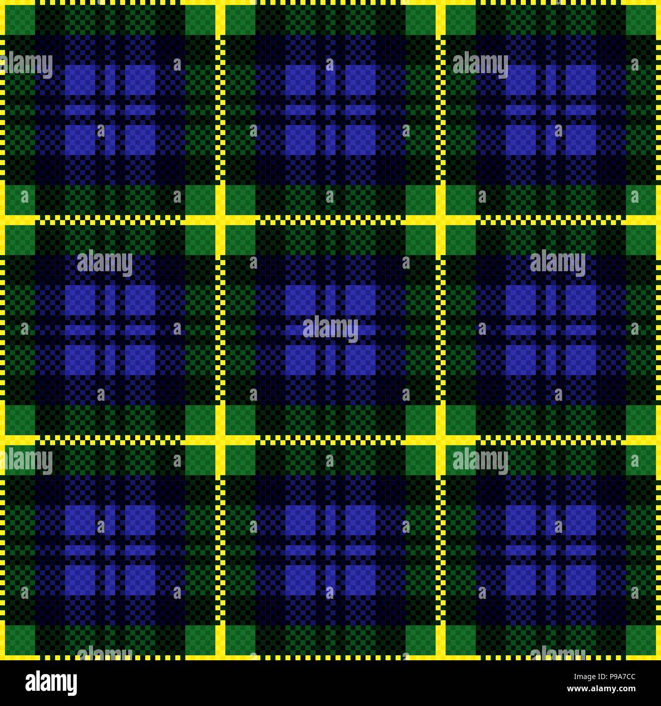 Seamless dark checkered pattern in blue and green hues with bright ...