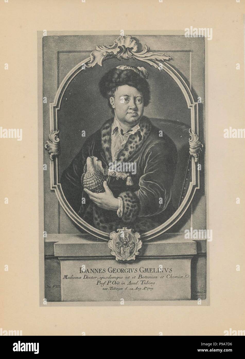 Portrait of the naturalist, botanist and geographer Johann Georg Gmelin ...