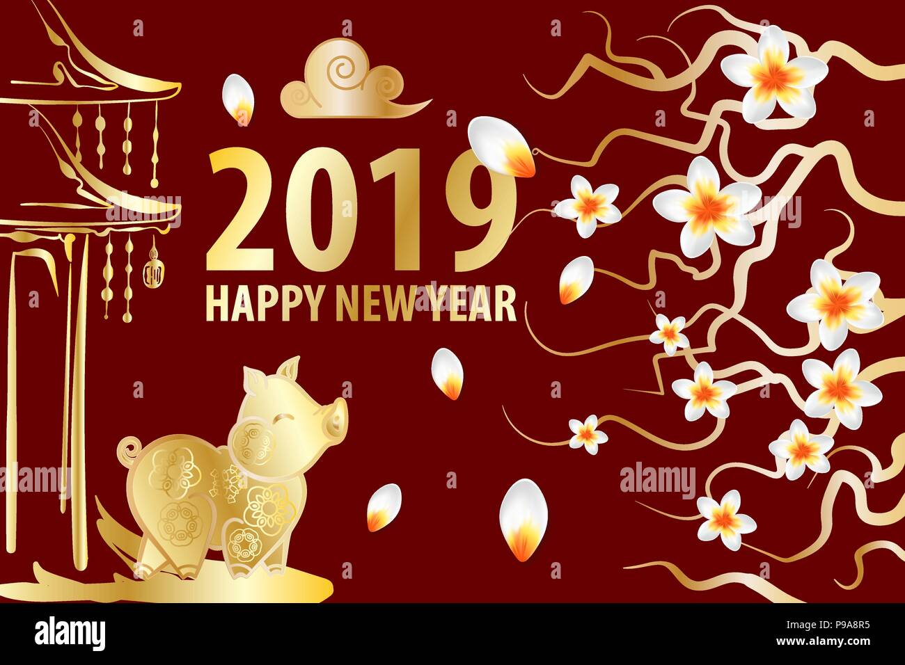 New year card pig Stock Vector Images - Alamy