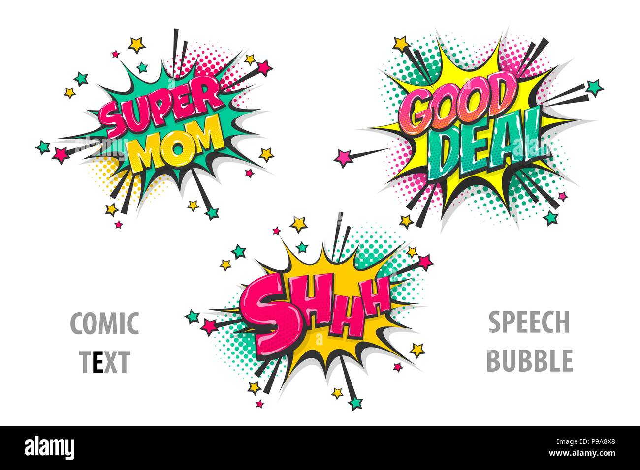 Set comic text speech bubble super mom Stock Vector Image & Art - Alamy