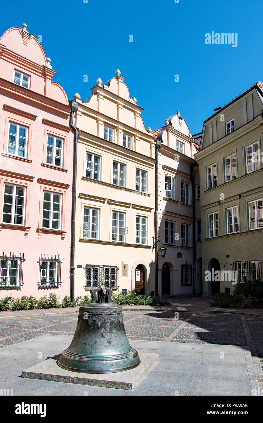 Bronze bell of Warsaw set at the square Stock Photo - Alamy