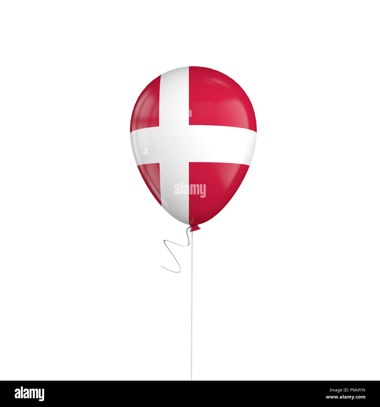 Denmark flag balloon on a string. 3D Rendering Stock Photo - Alamy