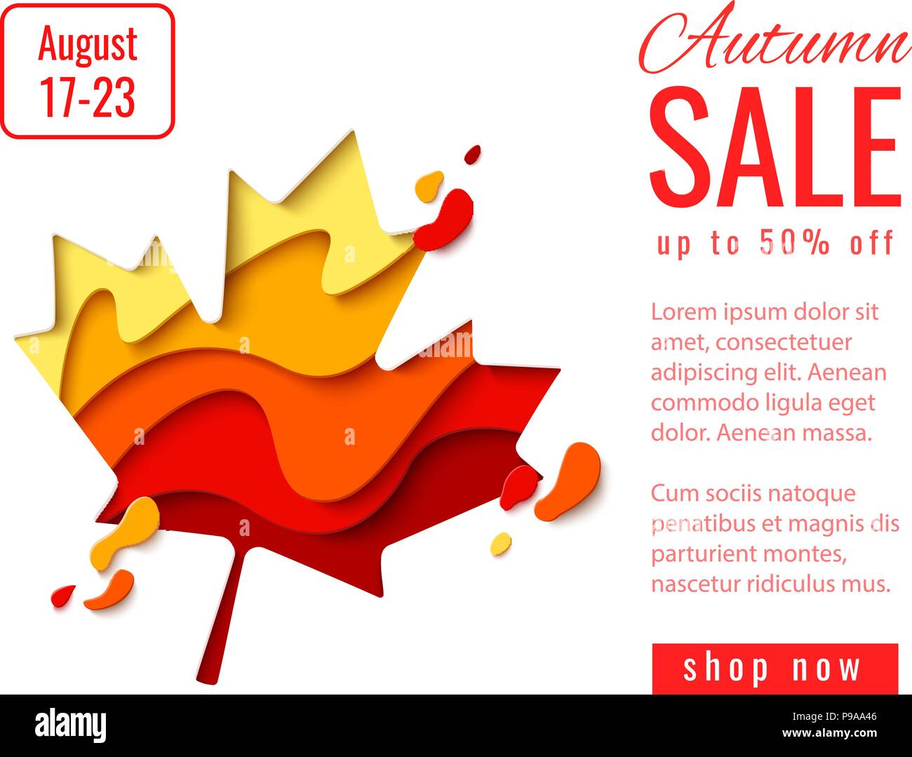 Vector Autumn sale template banner with maple leaf Stock Vector Image ...