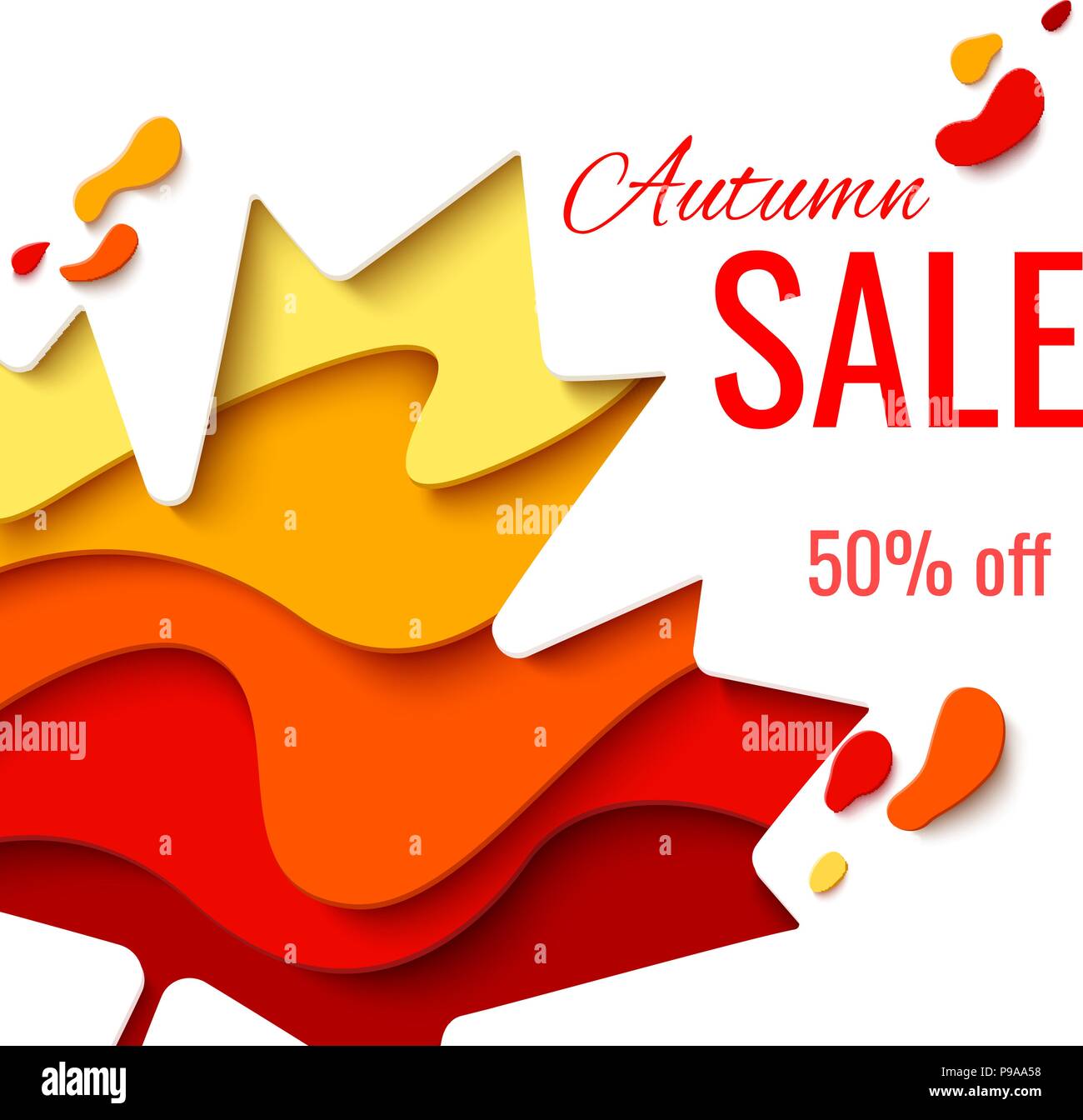 Vector Autumn sale template banner with maple leaf Stock Vector Image ...