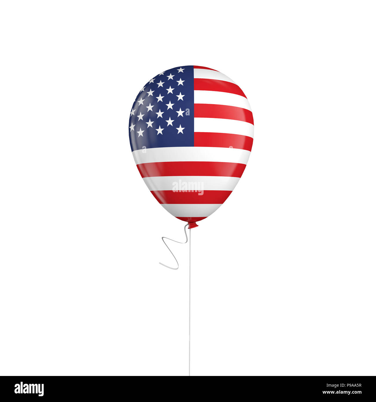 USA flag balloon on a string. 3D Rendering Stock Photo - Alamy
