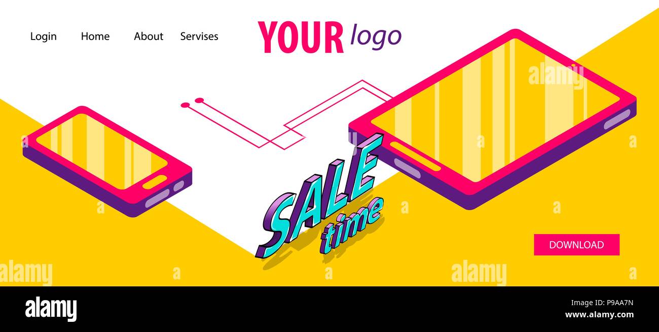 Isometric banner business flat site background Stock Vector Image & Art ...