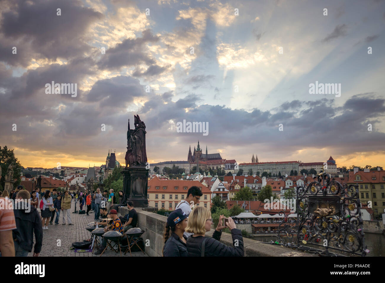 Bridge sunset in prague hi-res stock photography and images - Alamy