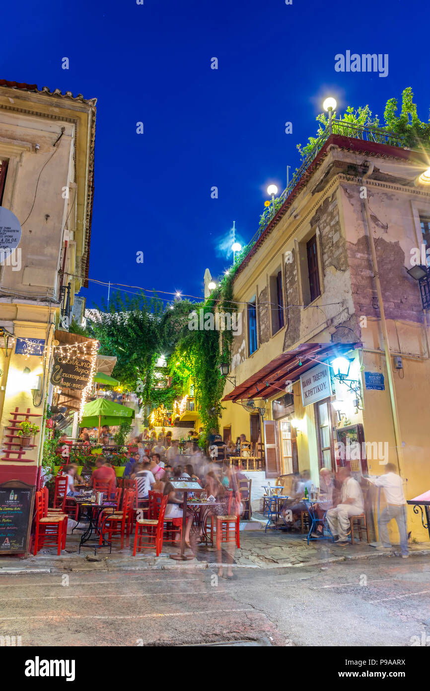 Plaka,an old historical neighbourhood of Athens, near Acropolis Stock ...