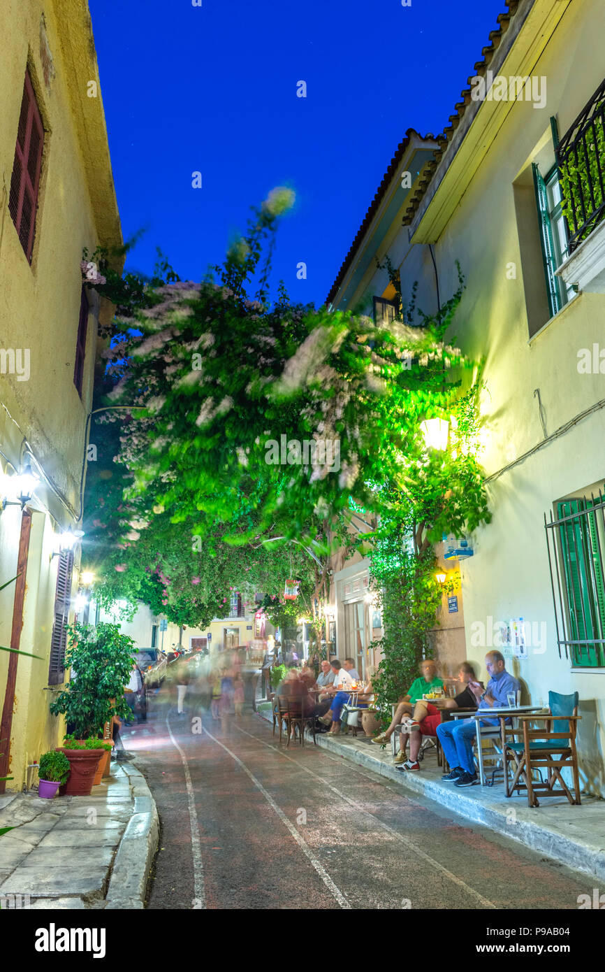 Plaka,an old historical neighbourhood of Athens, near Acropolis Stock ...