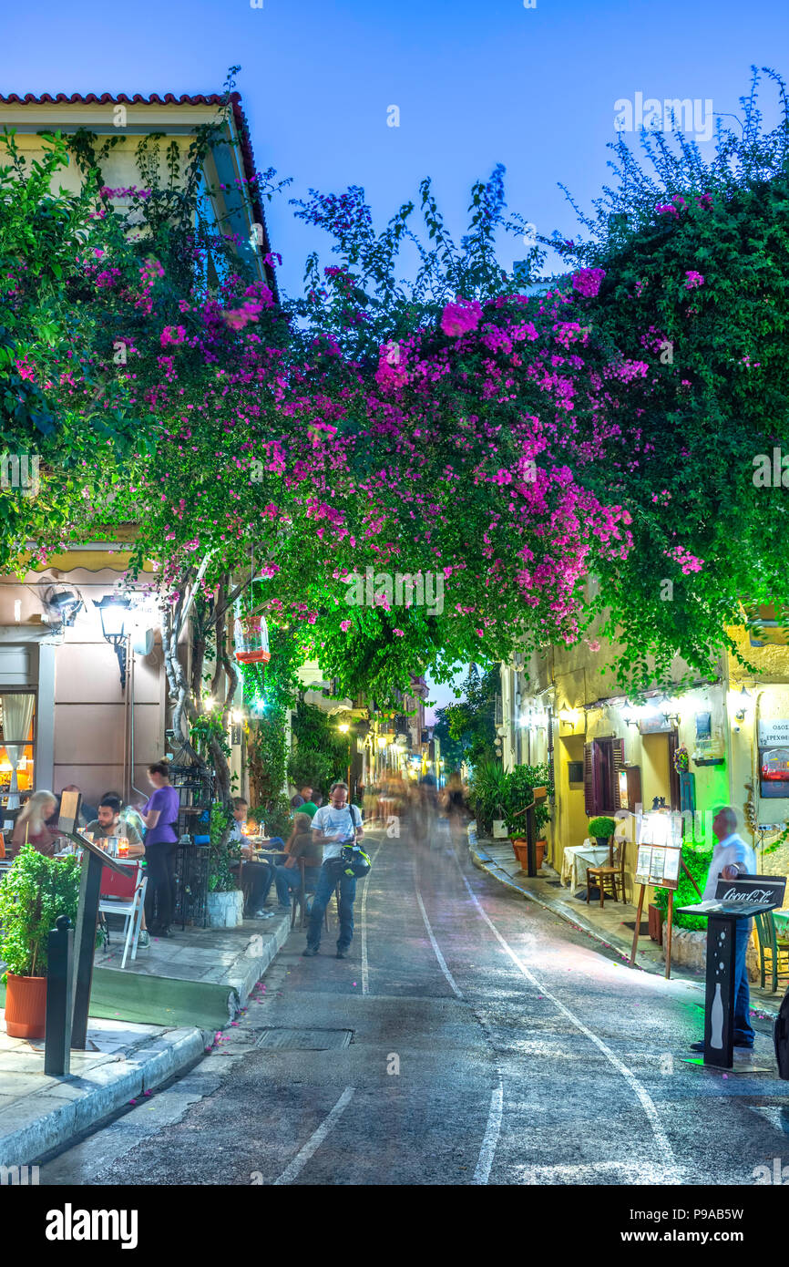 Plaka,an old historical neighbourhood of Athens, near Acropolis Stock ...