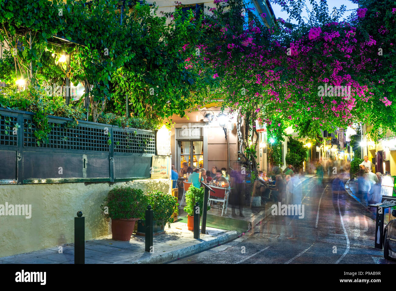 Plaka,an old historical neighbourhood of Athens, near Acropolis Stock ...
