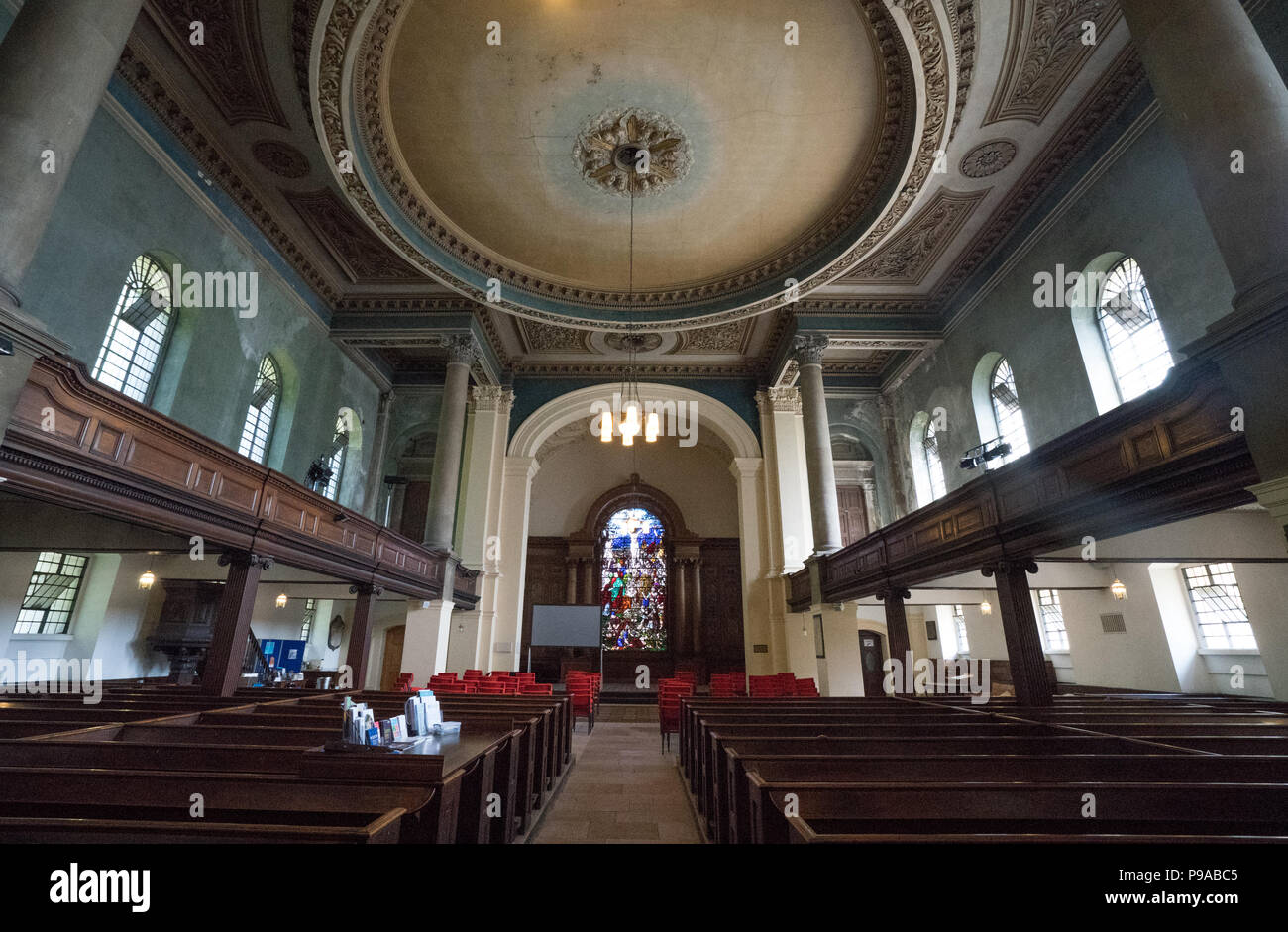 Views inside St Anne's church (built 1727) in Limehouse, London, which ...