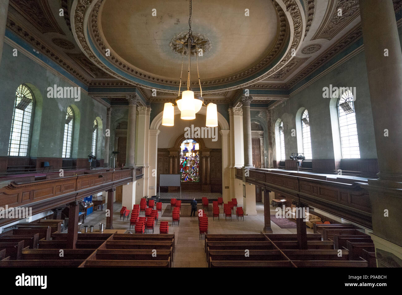 Views inside St Anne's church (built 1727) in Limehouse, London, which ...