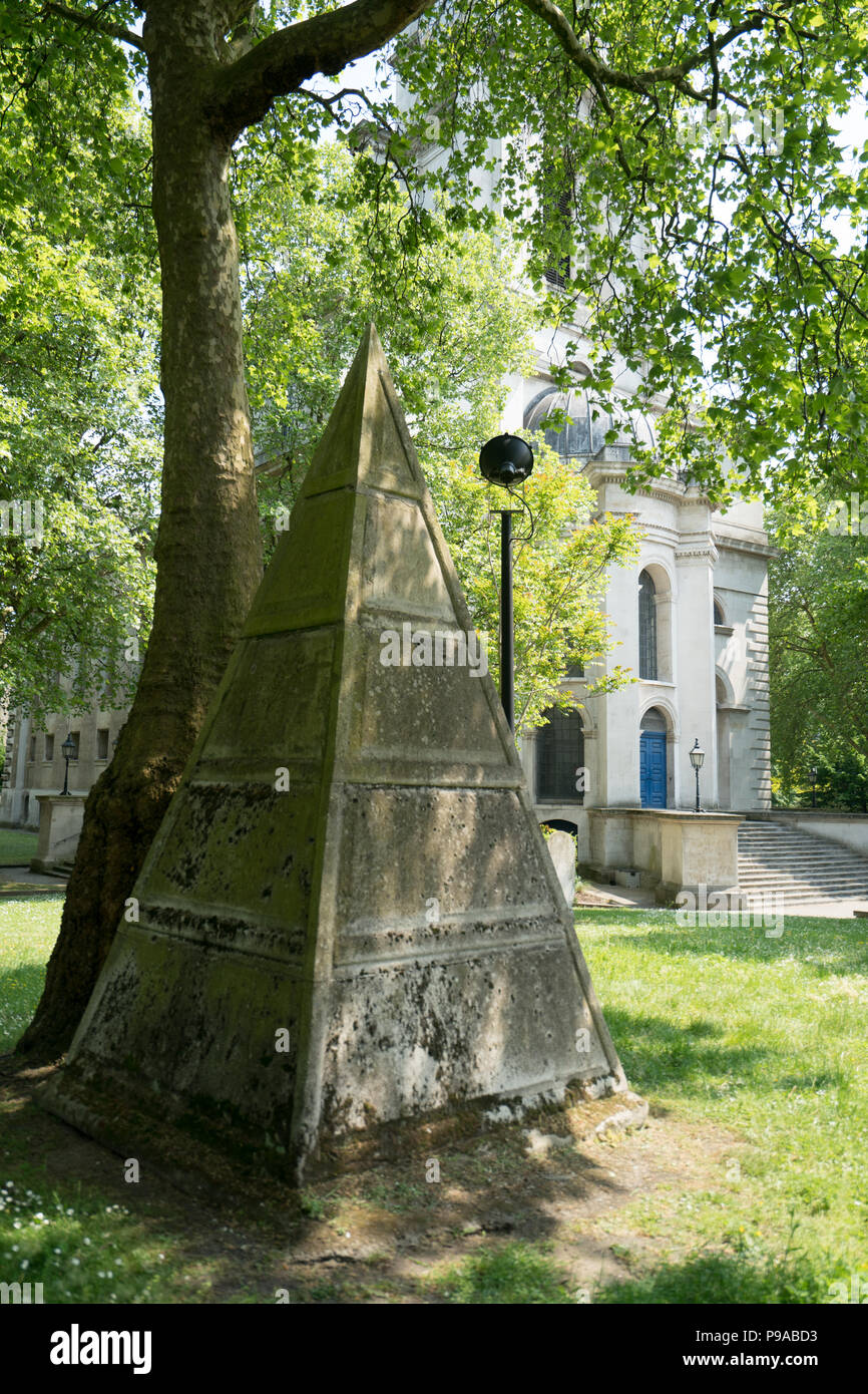 Views of the pyramid in the graveyard of St Anne's church (built 1727 ...