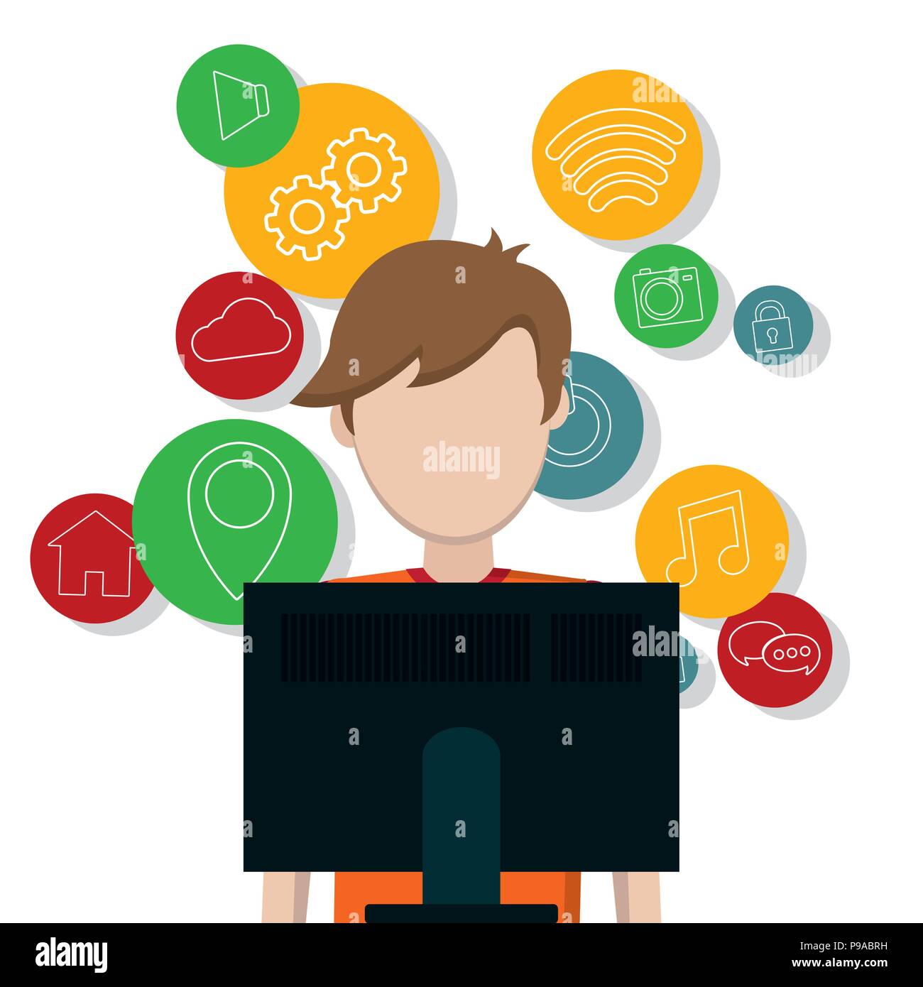Man using mobile pc Stock Vector Images - Alamy